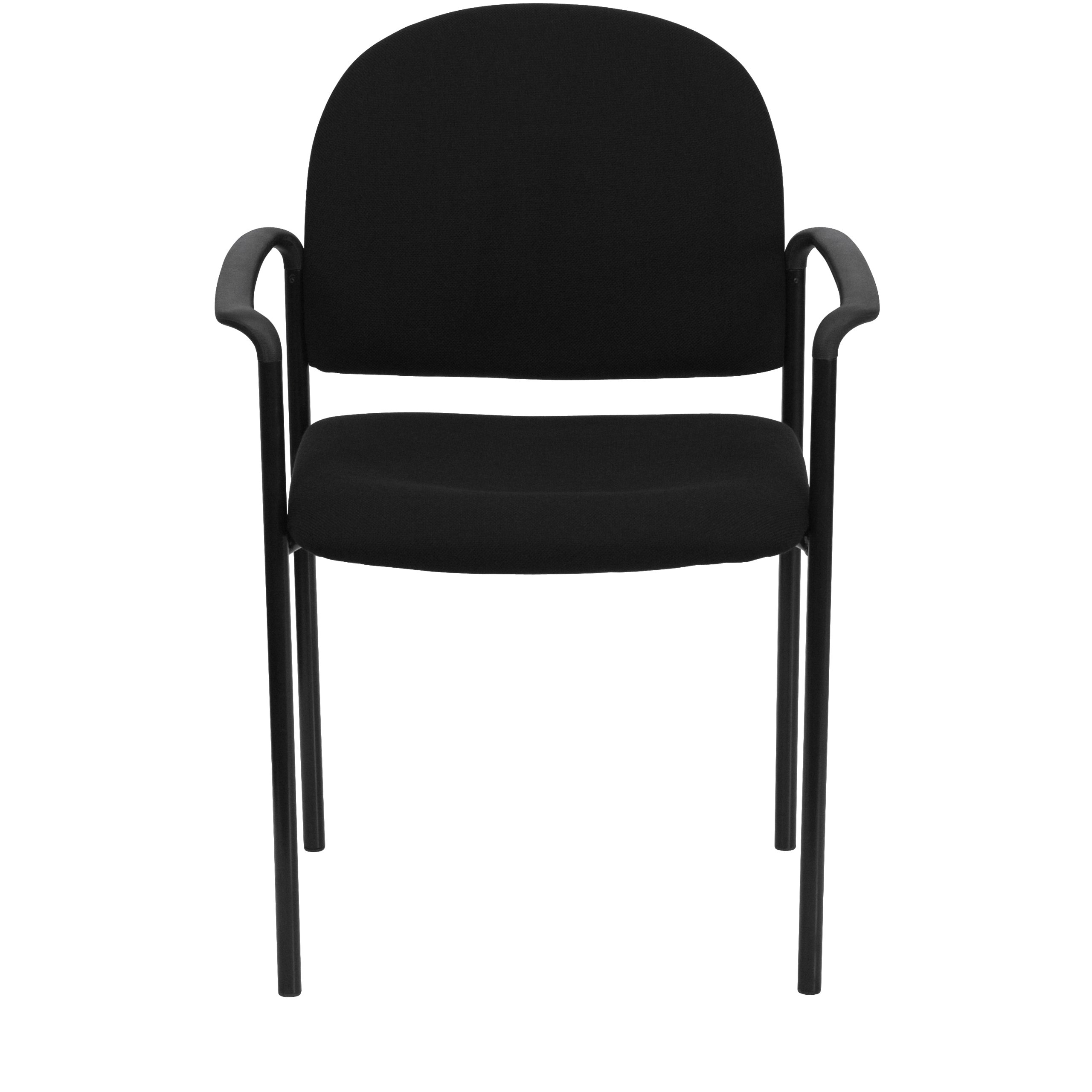 Flash Furniture Tiffany Side Reception Chair with Armrests, Stackable Fabric Waiting Room Chair for Commercial or Residential Use, Black