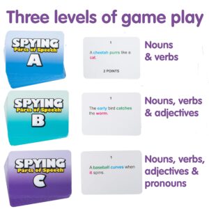 LEARNING ADVANTAGE Spying Parts of Speech - Board Games for Kids - Word Games - In-Home Learning - Sentence Building