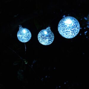 Allsop Home and Garden 29506 Aurora Glow Handblown Glass Solar String Lights, (6) Hand-blown Artisan Globes with Copper Hanging Hooks, Weather-Resistant for Year-Round Outdoor Use, (Clear with White LED)