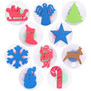 ready 2 learn giant stampers - christmas shapes - set of 10 - easy to hold foam stamps for kids - arts and crafts stamps for displays, posters, signs and diy projects