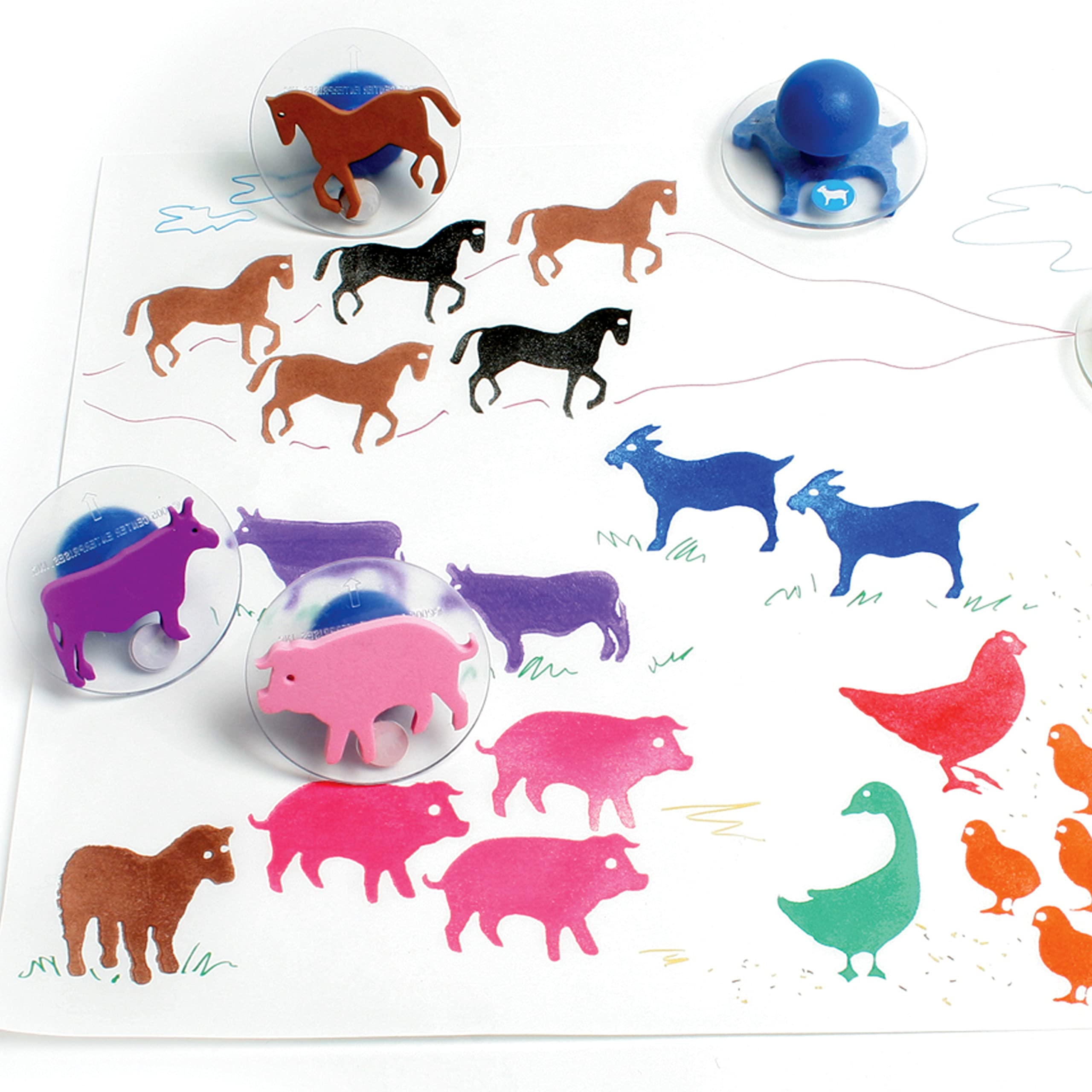 READY 2 LEARN Giant Stampers - Farm Animals - Set of 10 - Easy to Hold Foam Stamps for Kids - Arts and Crafts Stamps for Displays, Posters, Signs and DIY Projects