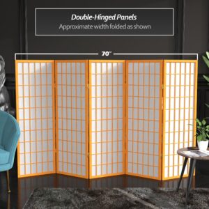 4 ft. Short Window Pane Shoji Screen - Honey - 5 Panels