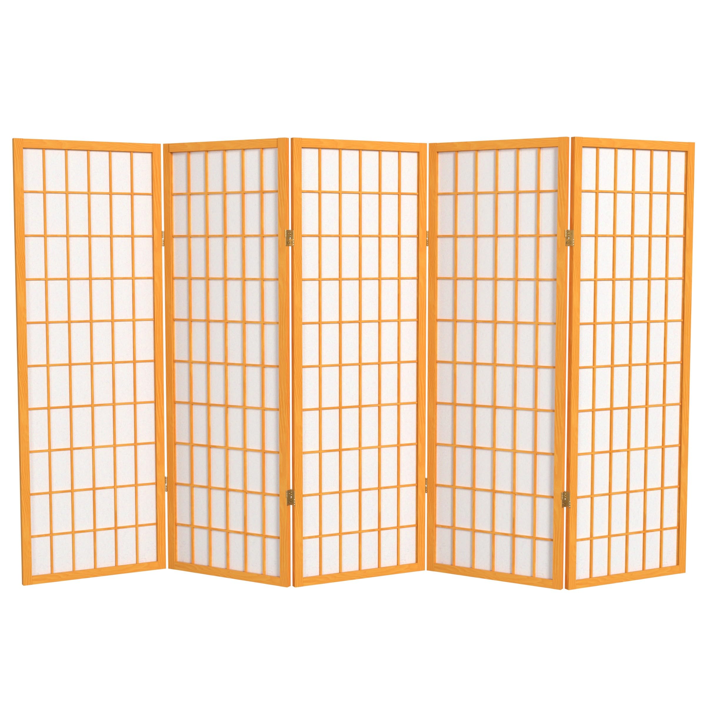 4 ft. Short Window Pane Shoji Screen - Honey - 5 Panels