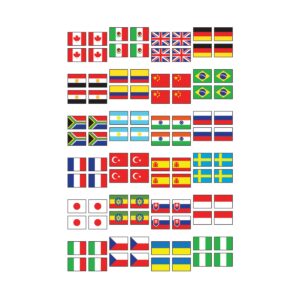 TREND ENTERPRISES INC. T-46078 FLAGS OF THE WORLD SUPERSHAPE SUPER SPOTS/SHAPES STICKERS