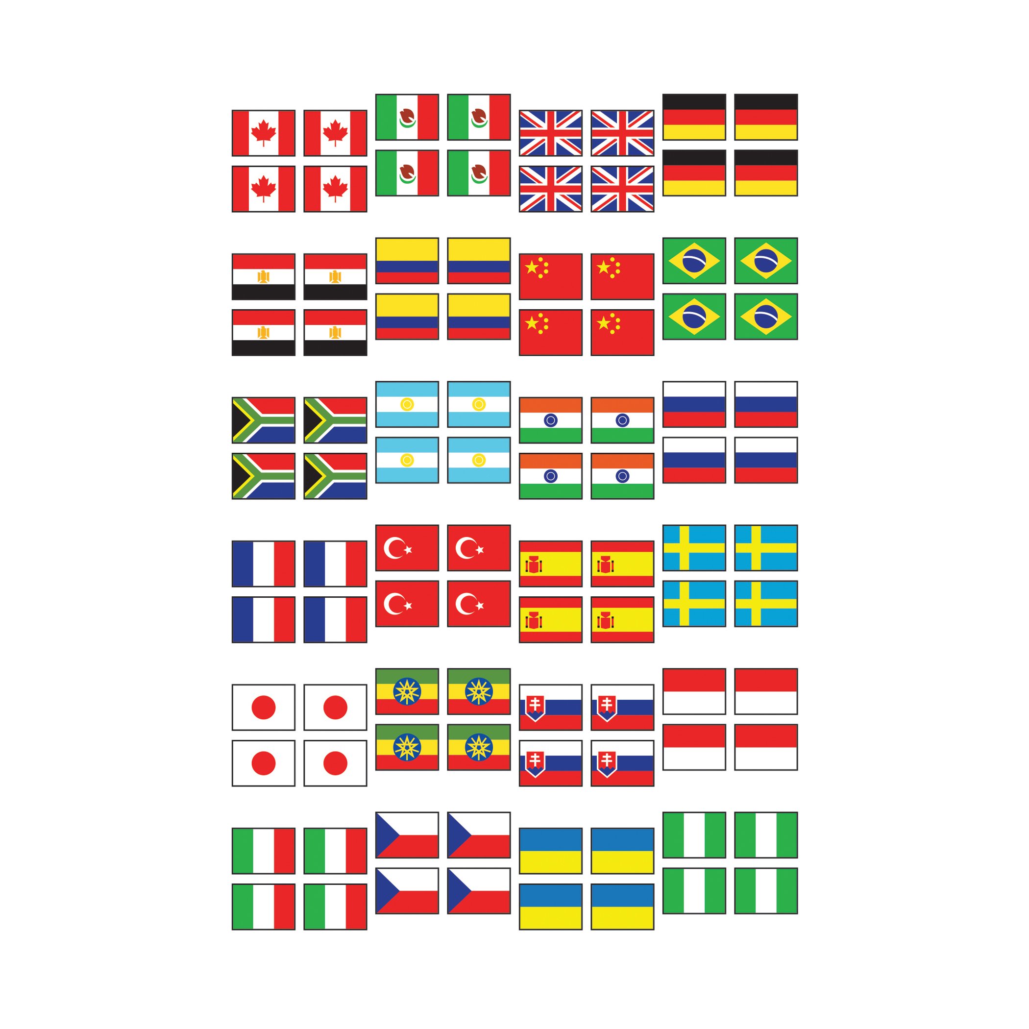 TREND ENTERPRISES INC. T-46078 FLAGS OF THE WORLD SUPERSHAPE SUPER SPOTS/SHAPES STICKERS