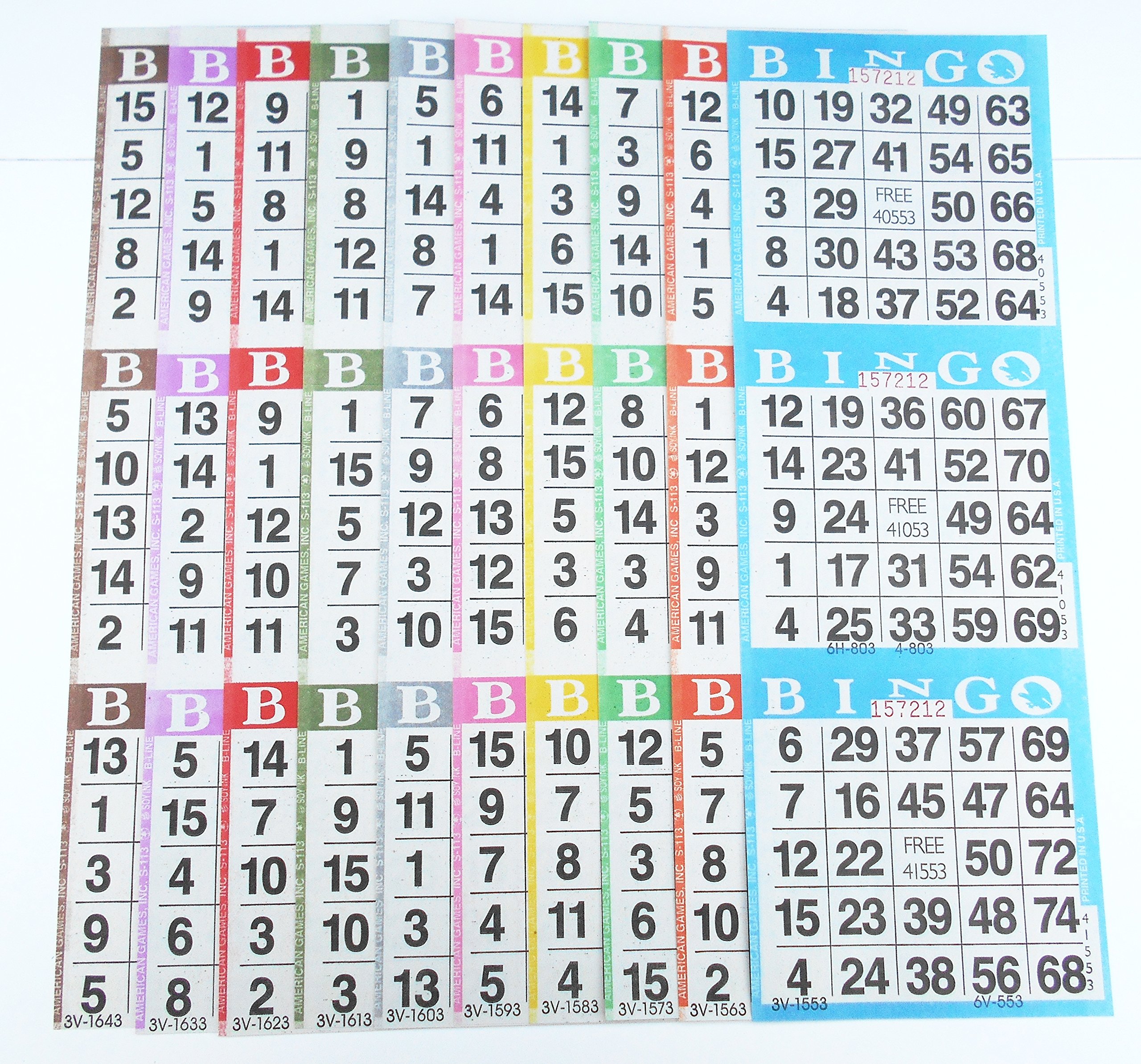 SmallToys Bingo Paper Game Cards - 3 Cards - 10 Sheets - 100 Books - 4 Inch by 12 Inch Size Disposable Sheet - Made in USA