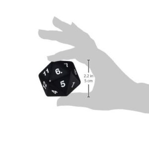 Koplow Games 55mm Jumbo D20 Opaque Black with White Numbers