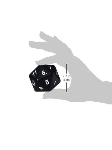 Koplow Games 55mm Jumbo D20 Opaque Black with White Numbers