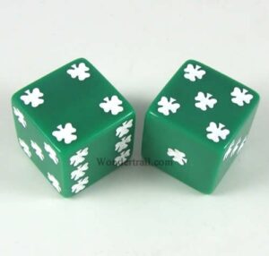 green lucky dice d6 25mm 2ea