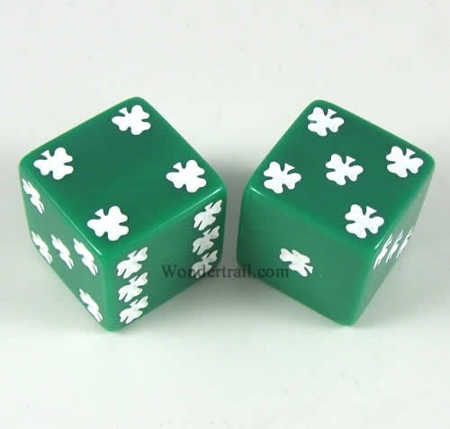 Green Lucky Dice d6 25mm 2ea