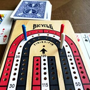 Bicycle 3-Track Color Coded Wooden Cribbage Board Games