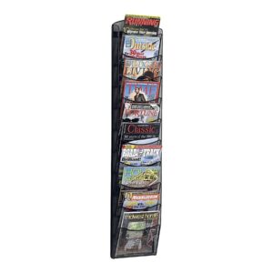 Safco Onyx Mesh Magazine Holder, Display Rack with 10 Pockets, Brochure Organizer, Commercial-Grade Steel Construction, Black