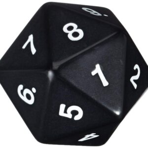 Koplow Games 55mm Jumbo D20 Opaque Black with White Numbers