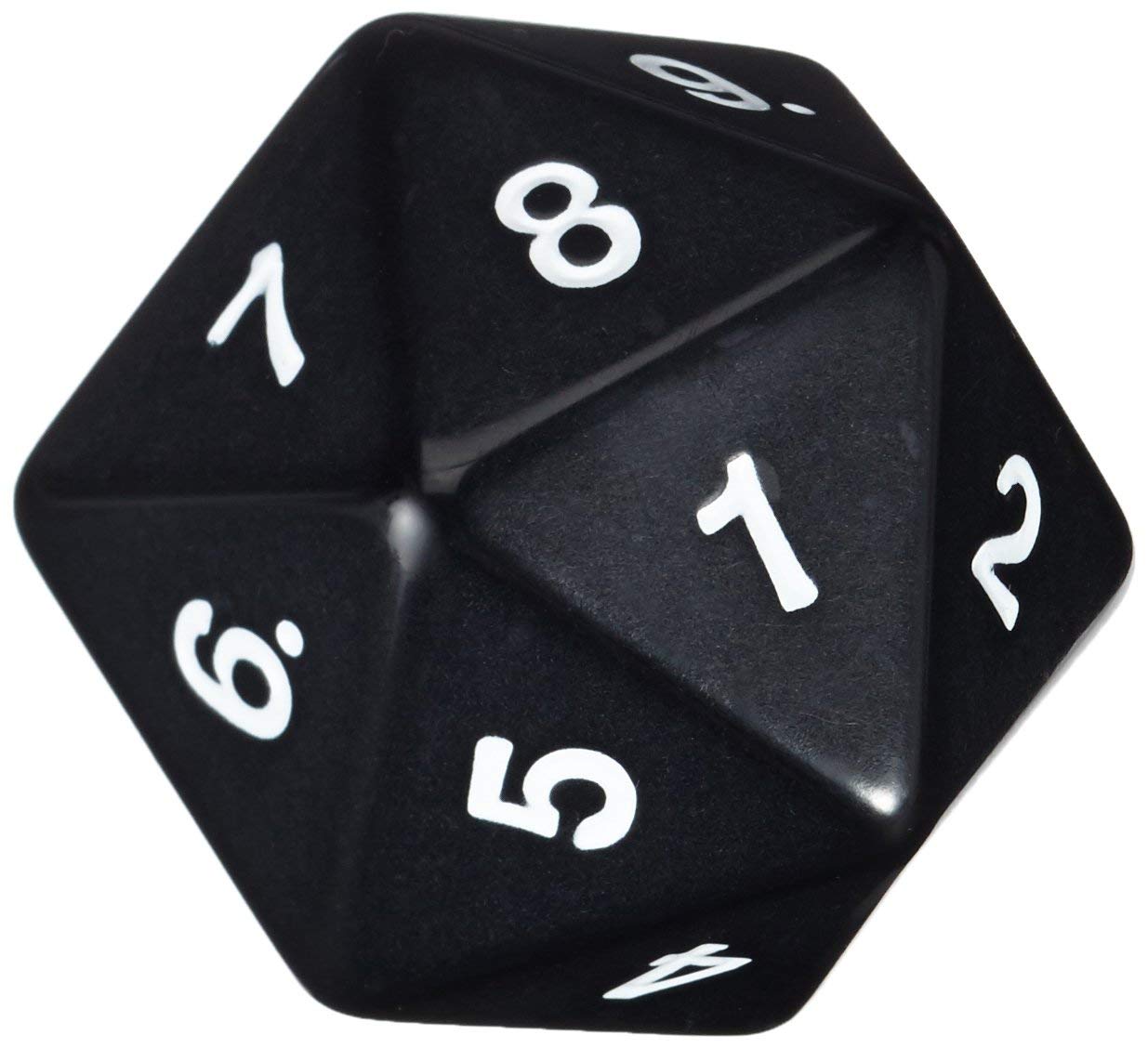 Koplow Games 55mm Jumbo D20 Opaque Black with White Numbers