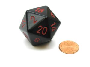 jumbo d20 counter - opaque 34mm dice: black with red