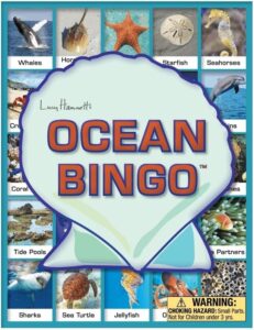 ocean bingo - educational & fun game with sea creature facts, 6 picture boards & 42 cards