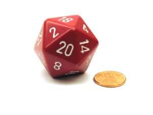 jumbo d20 counter - opaque 34mm dice: red with white