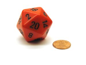 jumbo d20 counter - opaque 34mm dice: orange with black