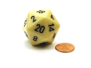 jumbo d20 counter - opaque 34mm dice: ivory with black