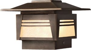 kichler 15071oz zen garden deck post 1-light 12v, olde bronze