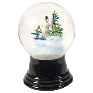 alexander taron importer pr1424 perzy snowglobe, medium snowman with skis-5" h w x 3" d, 5" x 3" x 3", white