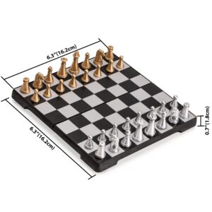 Yellow Mountain Imports Travel Magnetic Chess Mini-Set (6.3 Inches) - Compact, Folding, Educational Board Game