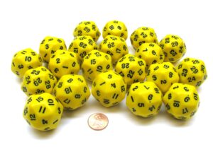 kop06011 yellow opaque triantakohedron 30 sided dice 1 ea