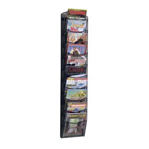 safco onyx mesh magazine holder, display rack with 10 pockets, brochure organizer, commercial-grade steel construction, black