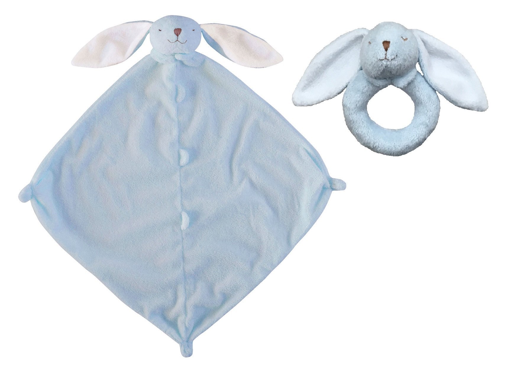 Angel Dear Blue Bunny Blankie & Ring Rattle Set