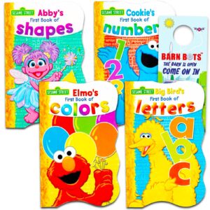 sesame street first books series; big bird's letters, abby's shapes, elmo's colors, cookie's numbers [board book hardcovers, 4 books]