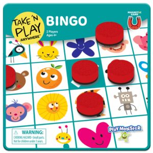 playmonster take n play anywhere bingo - magnetic pieces in magnetic travel friendly tin for fun on the go- for ages 4+