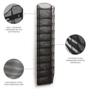 Safco Onyx Mesh Magazine Holder, Display Rack with 10 Pockets, Brochure Organizer, Commercial-Grade Steel Construction, Black