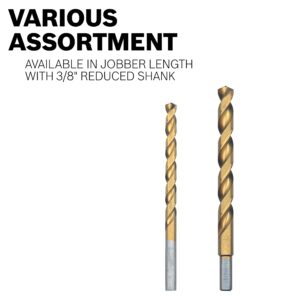 BOSCH TI4133 3/32 In. x 2-1/4 In. Titanium Nitride Coated Metal Drill Bit with 3/8 In. Reduced Shank for Applications in Heavy-Gauge Carbon Steels, Light Gauge Metal, Hardwood, 1-Piece