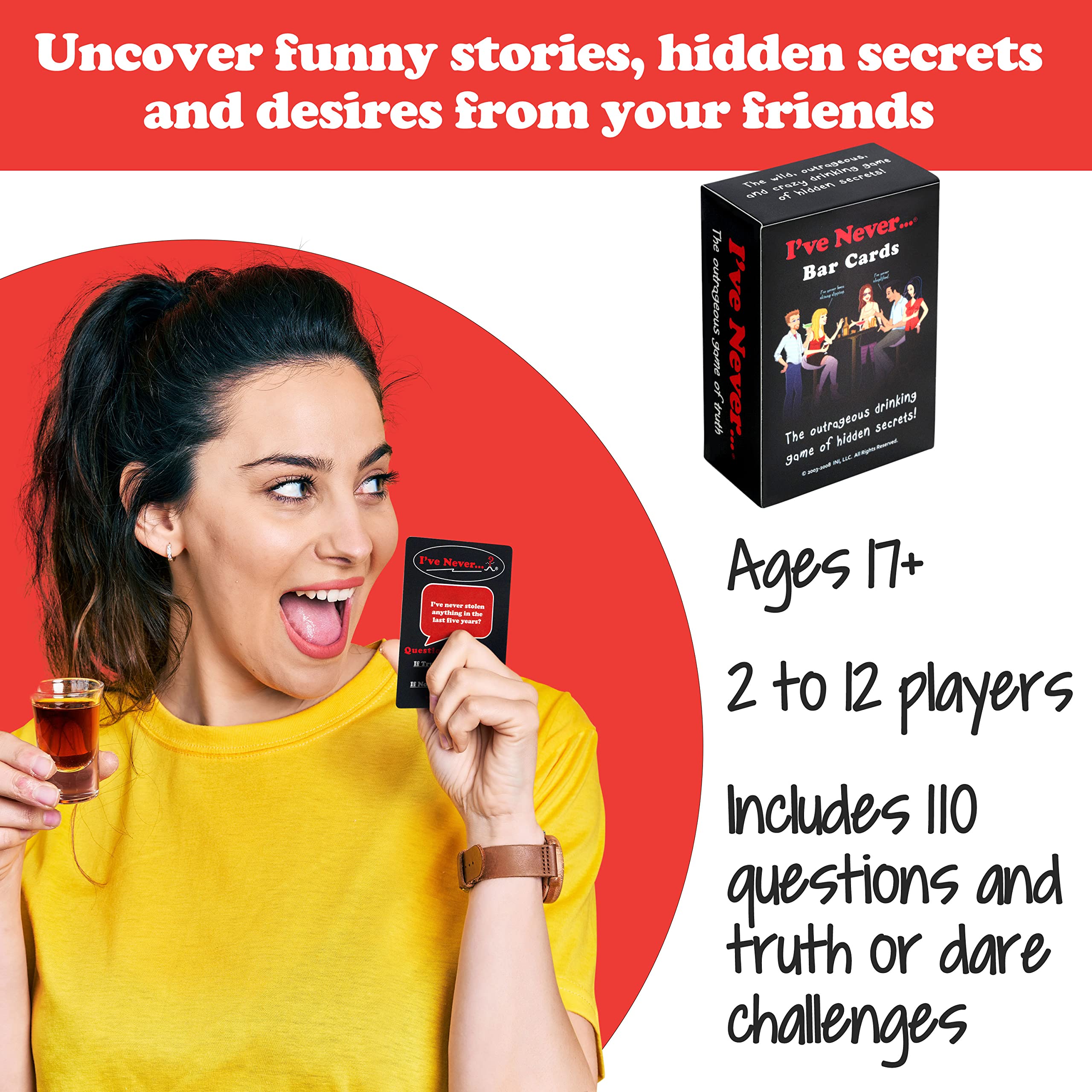 I've Never...? Bar Cards - Hilarious Truth or Dare Game for Parties, Vacations, and Game Nights, Perfect for Friends and Adults | 2+ Players | Ages 17+