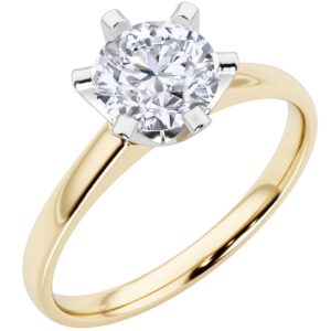 peora 14k yellow gold lab grown diamond solitaire engagement ring for women, round brilliant cut, 1/2 carat, f-g color, si clarity