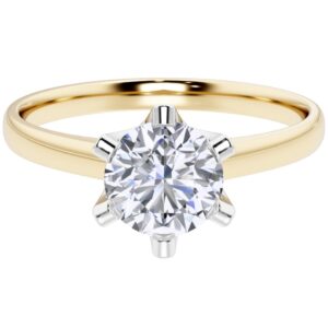 PEORA 14K Yellow Gold Lab Grown Diamond Solitaire Engagement Ring for Women, Round Brilliant Cut, 1/2 Carat, F-G Color, SI Clarity