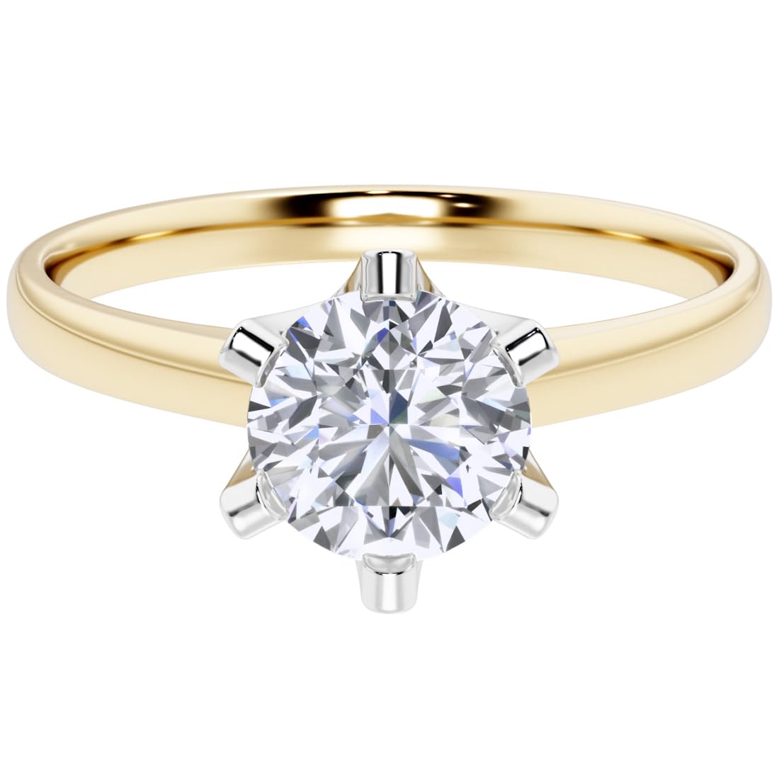 PEORA 14K Yellow Gold Lab Grown Diamond Solitaire Engagement Ring for Women, Round Brilliant Cut, 1/2 Carat, F-G Color, SI Clarity