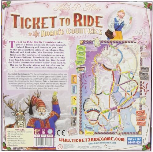 Ticket to Ride Nordic Countries Board Game - Embark on a Scandinavian Railway Adventure! Fun Family Game for Kids & Adults, Ages 8+, 2-3 Players, 30-60 Minute Playtime, Made by Days of Wonder