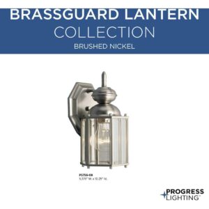 Progress Lighting P5756-09 BrassGUARD Lantern Outdoor, 5-1/2-Inch Width x 10-1/4-Inch Height, Brushed Nickel