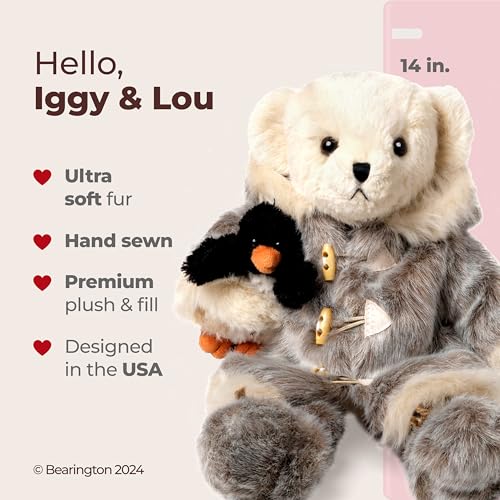 Bearington Iggy and Lou, Penguin & Polar Bear for Christmas Decoration, 14 Inch Christmas Teddy Bear, Ideal Christmas Bear Gift for Toddlers, Kids & Teens