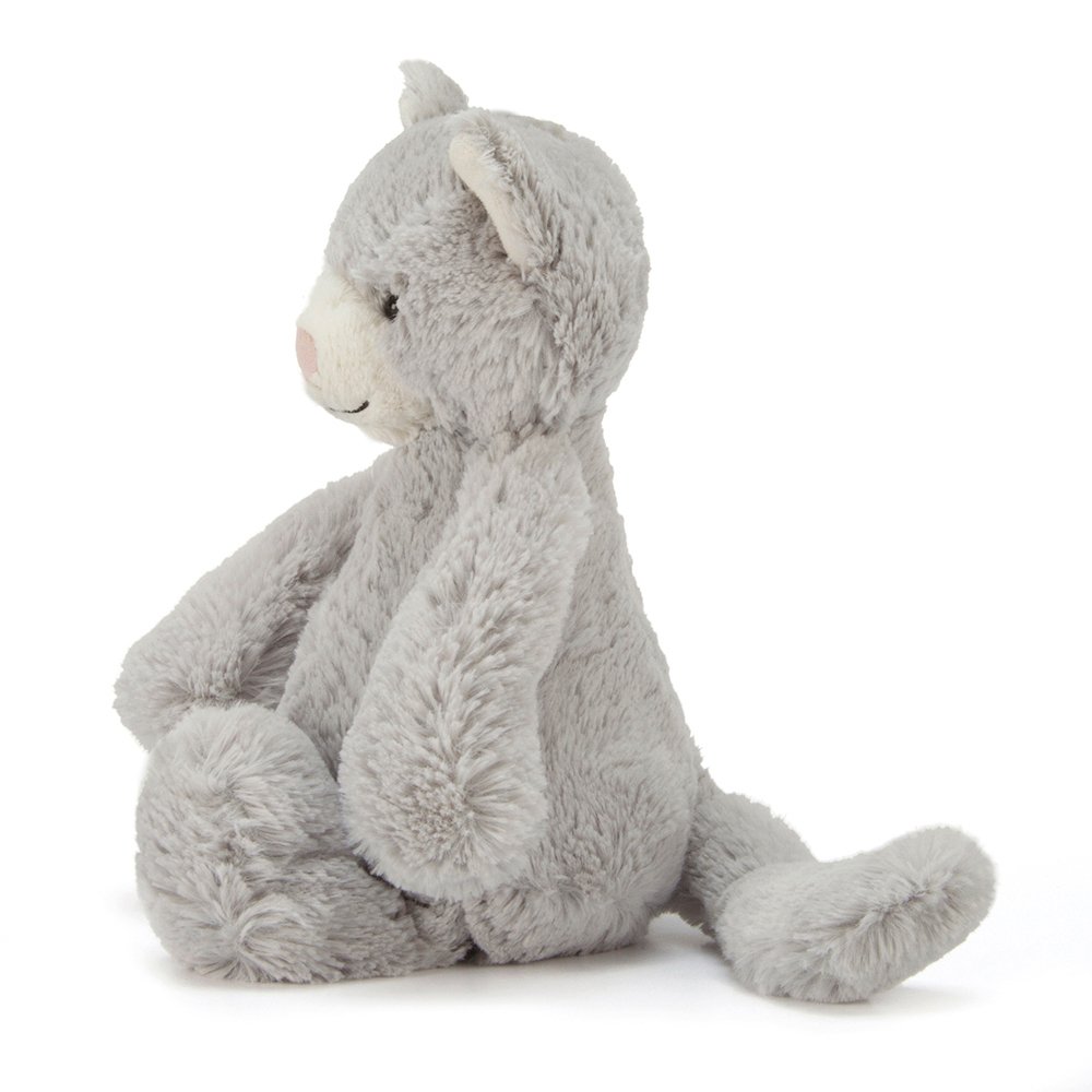 Jellycat Bashful Grey and White Kitty Stuffed Animal, Small, 7 inches