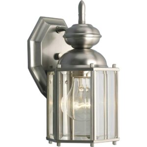 progress lighting p5756-09 brassguard lantern outdoor, 5-1/2-inch width x 10-1/4-inch height, brushed nickel