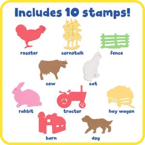 READY 2 LEARN Giant Stampers - Farm Adventure - Set of 10 - Easy to Hold Foam Stamps for Kids - Arts and Crafts Stamps for Displays, Posters, Signs and DIY Projects