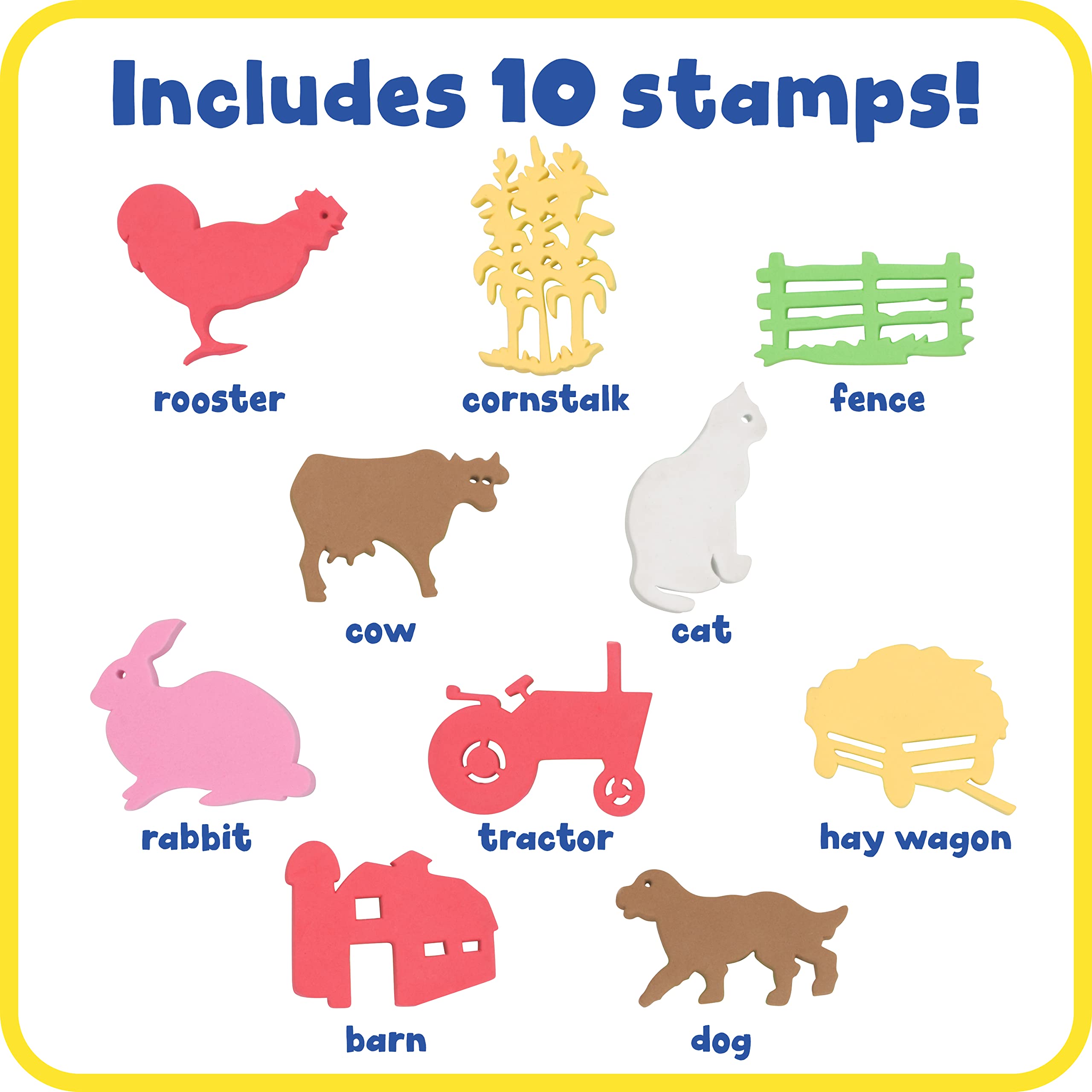 READY 2 LEARN Giant Stampers - Farm Adventure - Set of 10 - Easy to Hold Foam Stamps for Kids - Arts and Crafts Stamps for Displays, Posters, Signs and DIY Projects