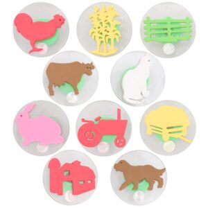 ready 2 learn giant stampers - farm adventure - set of 10 - easy to hold foam stamps for kids - arts and crafts stamps for displays, posters, signs and diy projects