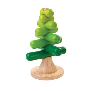 plantoys stacking toys tree set - chemical-free toddler toys featuring 9 wooden pieces