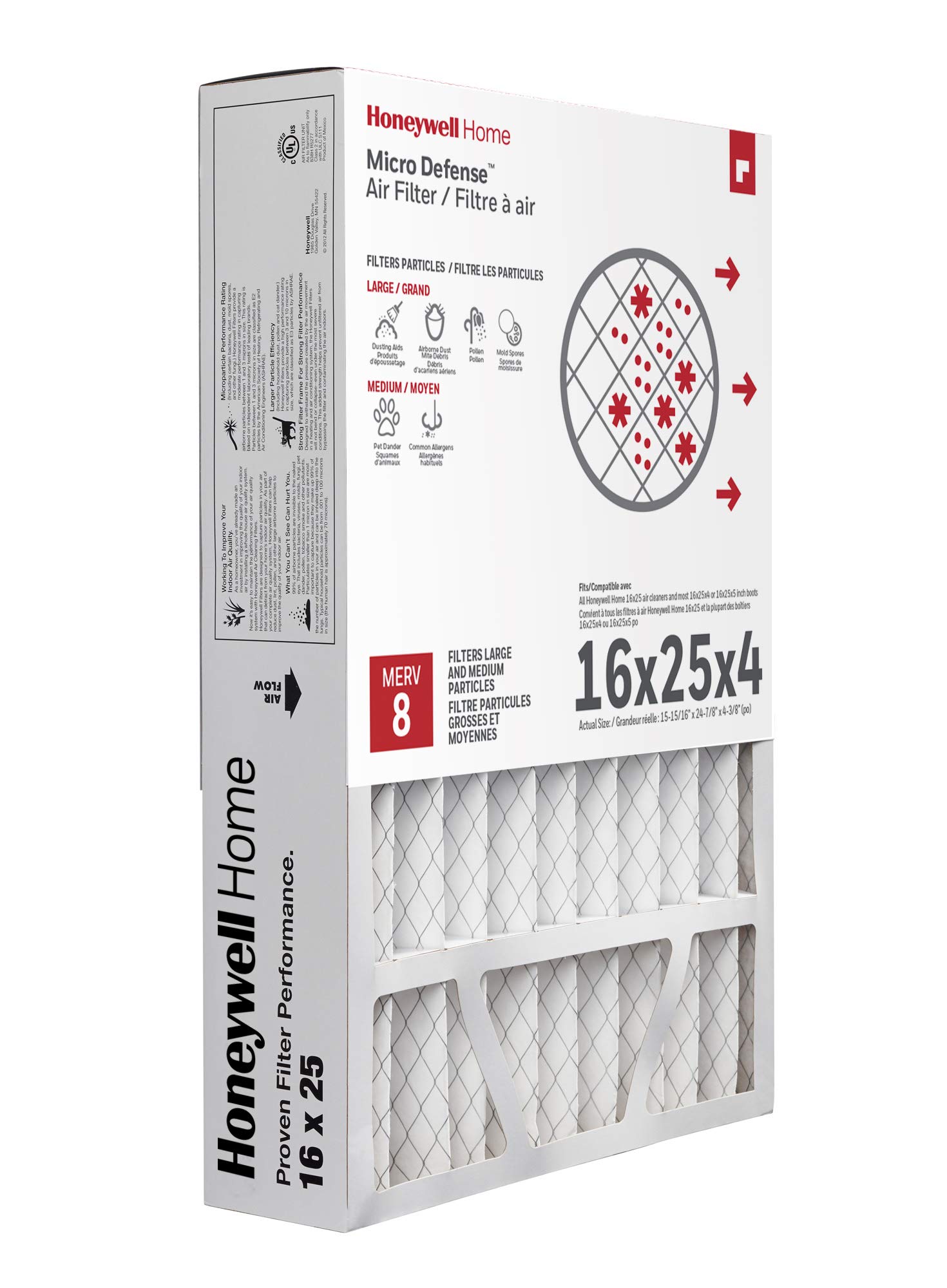 Honeywell Home CF100A1009/U MicroDefense AC Furnace 4 Inch High Efficiency Air Filter, 16x25x4