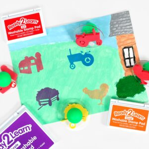 READY 2 LEARN Giant Stampers - Farm Adventure - Set of 10 - Easy to Hold Foam Stamps for Kids - Arts and Crafts Stamps for Displays, Posters, Signs and DIY Projects