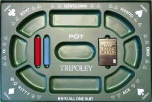 tripoley: the original game of hearts, poker and michigan rummy..(1968) by cadaco, inc.