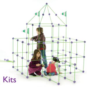 Crazy Forts! 69 Piece Buildable Indoor/Outdoor Play Fort Playset, DIY, Build Your Own, STEAM toy , Purple